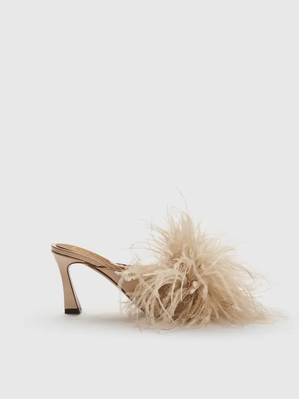 ATP ATELIER Ziano Feathered Heeled Sandals - Cipria