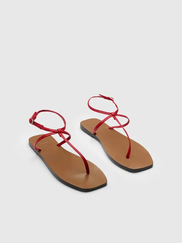 ATP ATELIER Alassio Nappa Flat Sandals - Melograno