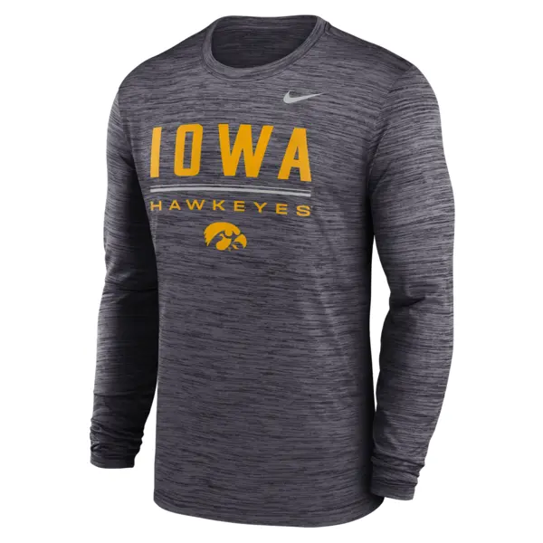 Nike Iowa Hawkeyes Velocity Dri-fit Long Sleeve T-shirt - Black