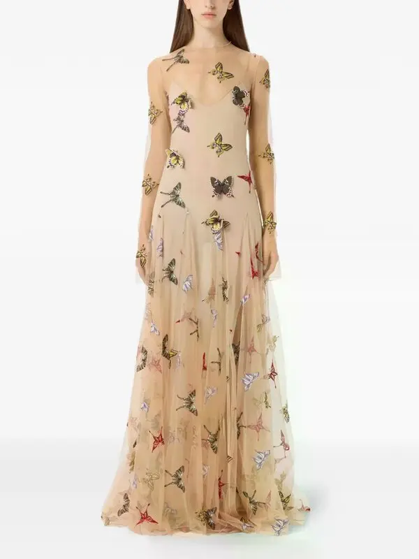 Blumarine Butterfly Embroidered Maxi Dress