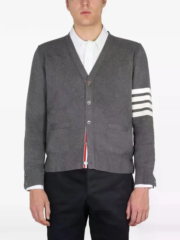 Thom Browne 4-bar Stripe Button-front Sweater