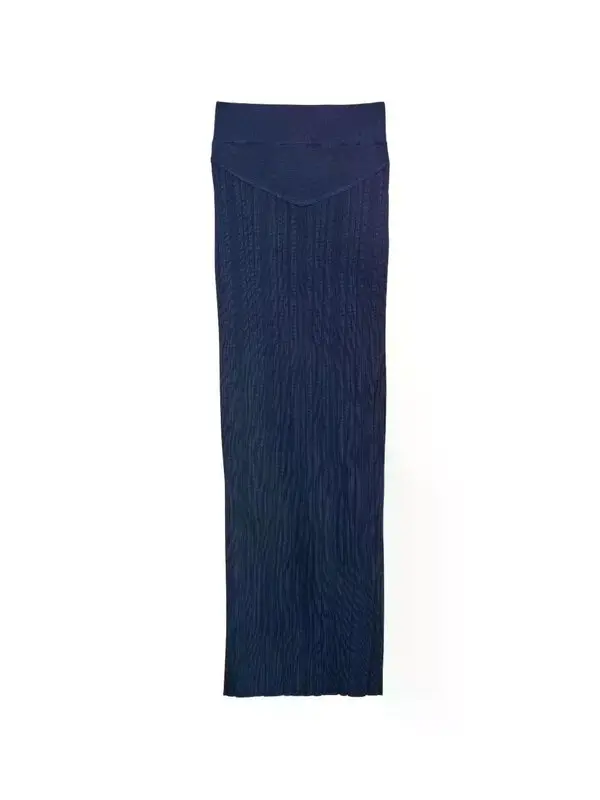 FLEUR DU MAL Ribbed-knit Maxi Skirt - Blue