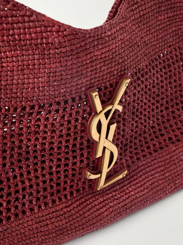 Saint Laurent Icare Maxi Leather-trimmed Raffia Tote - Red