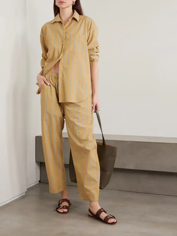 JAMIE HALLER Essential Striped Cotton-poplin Shirt - Yellow