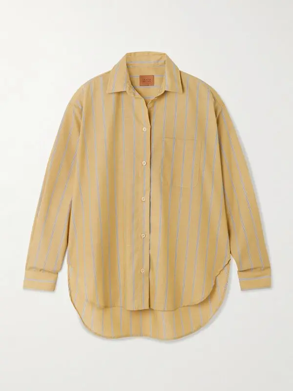 JAMIE HALLER Essential Striped Cotton-poplin Shirt - Yellow