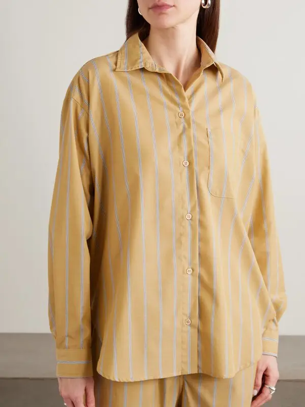 JAMIE HALLER Essential Striped Cotton-poplin Shirt - Yellow