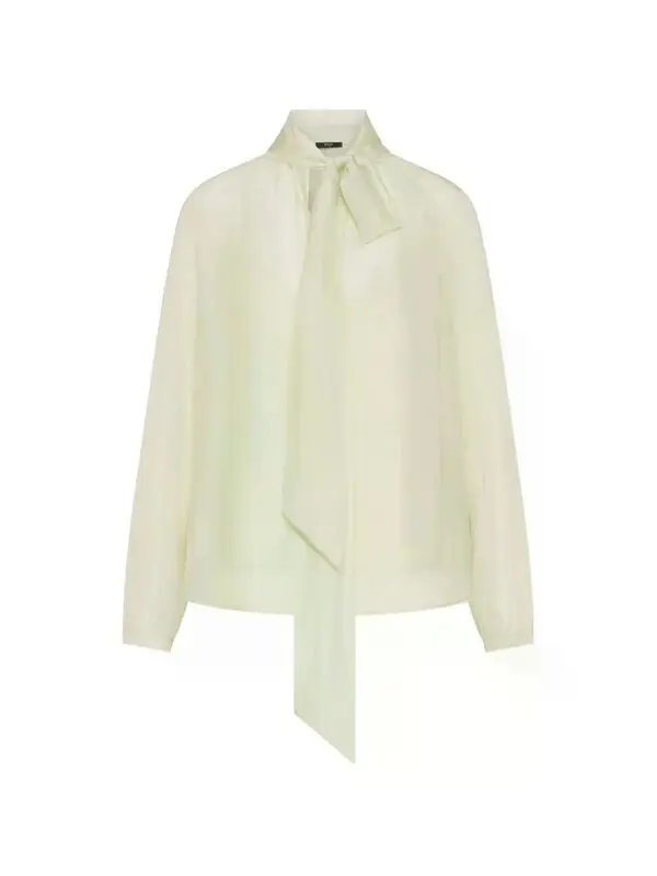 Seventy Pussy-bow Semi-sheer Blouse - Green