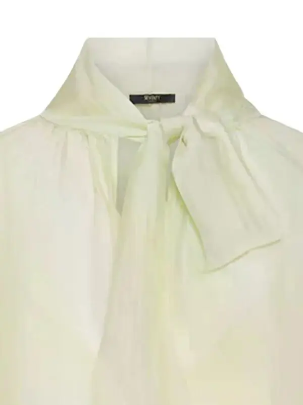 Seventy Pussy-bow Semi-sheer Blouse - Green