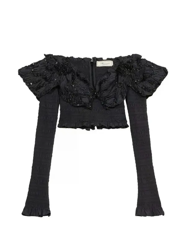 Blumarine Ruffled Embellished Blouse