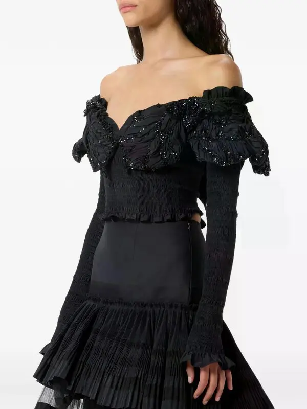 Blumarine Ruffled Embellished Blouse