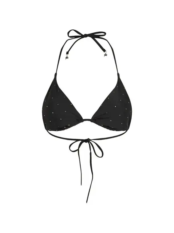 Karl Lagerfeld Ikon Rhinestone Triangle Bikini Top - Black