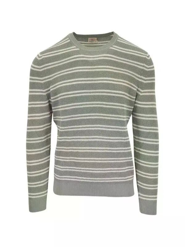 Faherty Brand Striped Pattern Waffle Knit Sweater