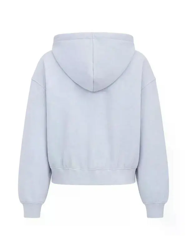 Guess Logo-embroidered Cropped Hoodie - Blue