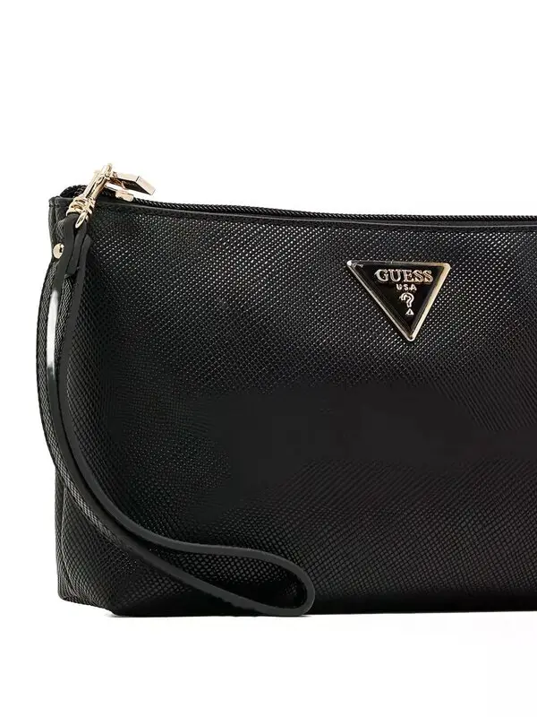 Guess Laurel Logo-patch Makeup Bag - Black