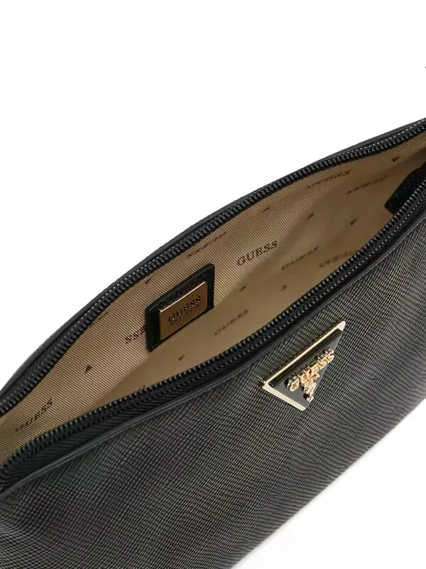 Guess Laurel Logo-patch Makeup Bag - Black