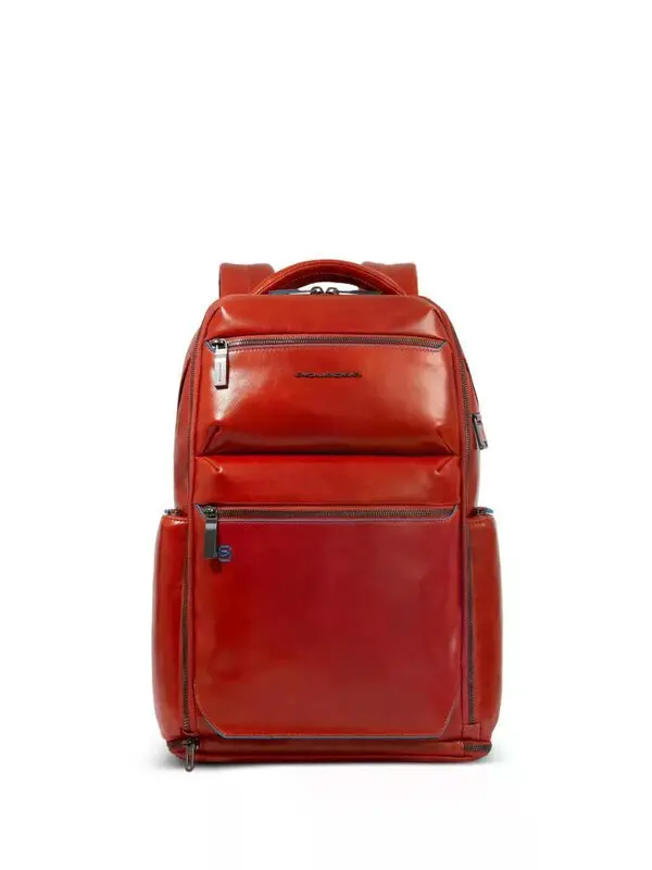 PIQUADRO Personalizable Leather Laptop Backpack - Orange