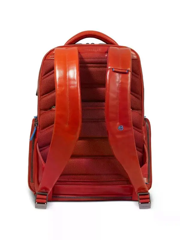 PIQUADRO Personalizable Leather Laptop Backpack - Orange