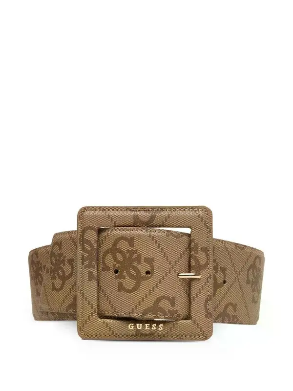 Guess Monogram-pattern Belt With Square Buckle - Neutrals