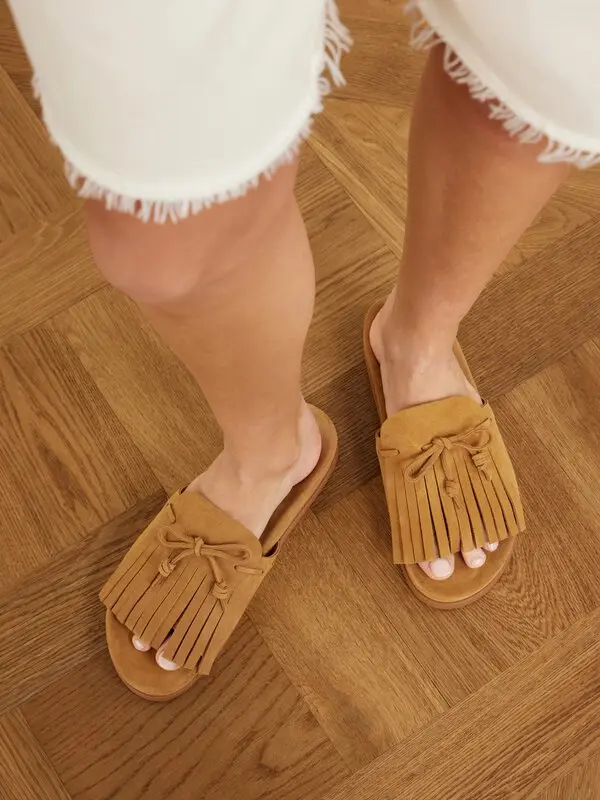 ANCIENT GREEK SANDALS Amfiliki Suede Slides - Brown