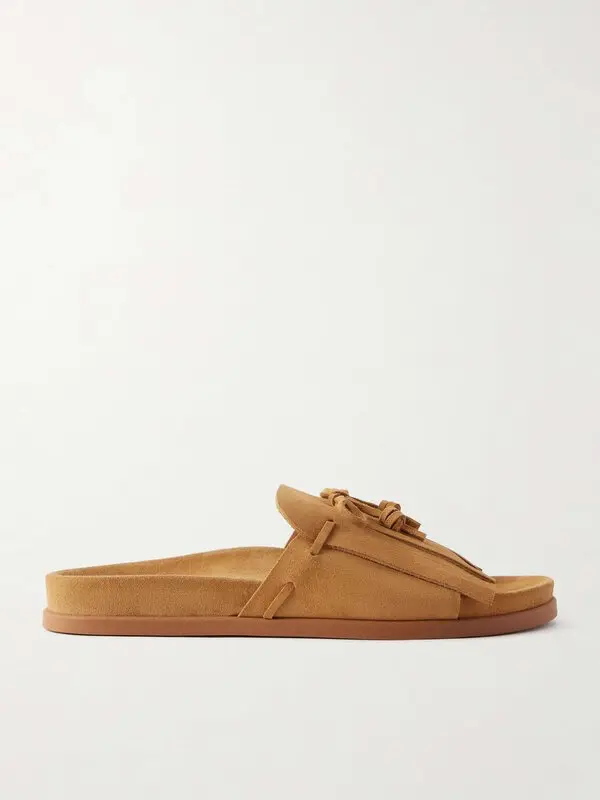 ANCIENT GREEK SANDALS Amfiliki Suede Slides - Camel