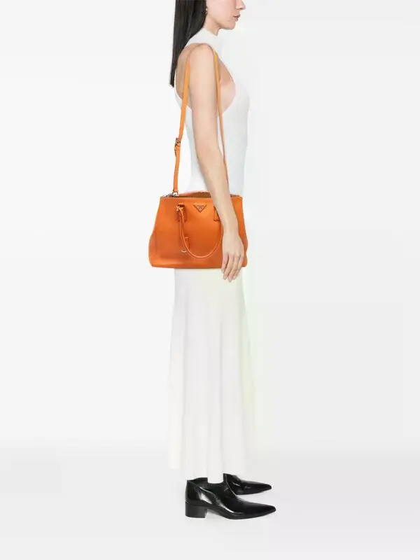 Prada 2010-2026 Medium Soft Calf Galleria Double Zip Tote Satchel