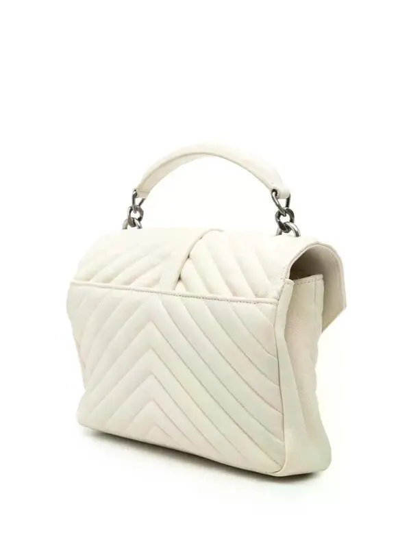 Saint Laurent 2017 Medium Quilted College Satchel - White