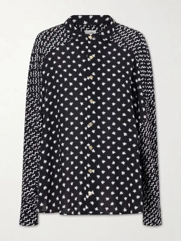 DONDE ESTEBAN Estrellitas Y Olas Printed Shirt - Black