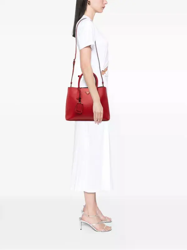 Prada Medium Saffiano Cuir Double Satchel - Red