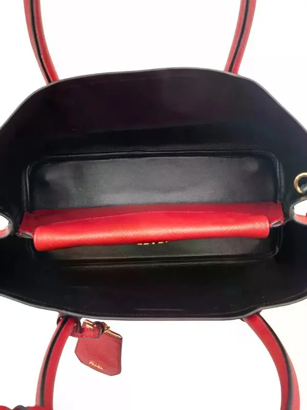 Prada Medium Saffiano Cuir Double Satchel - Red