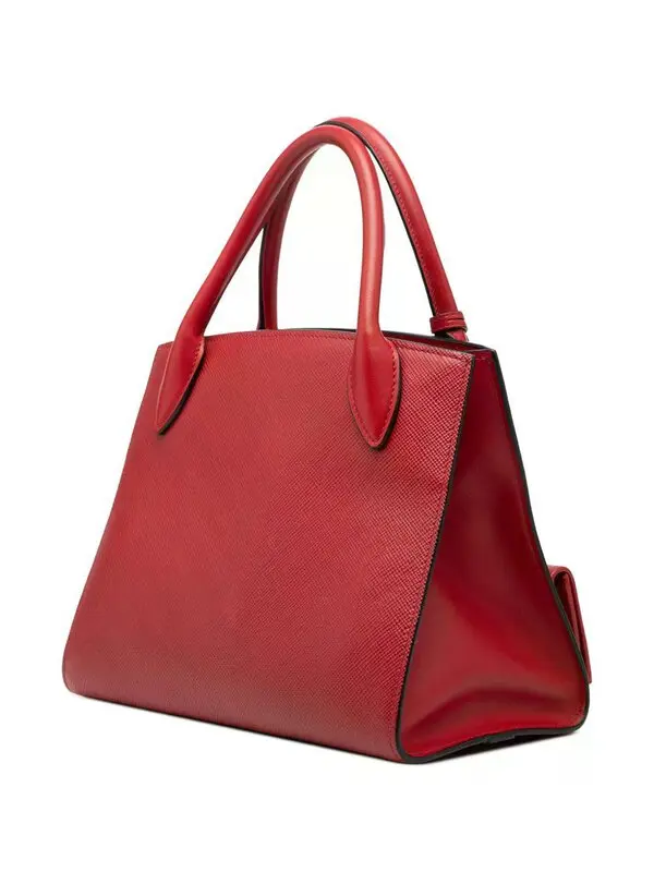 Prada Small Saffiano Cuir Monochrome Top Handle Satchel - Red