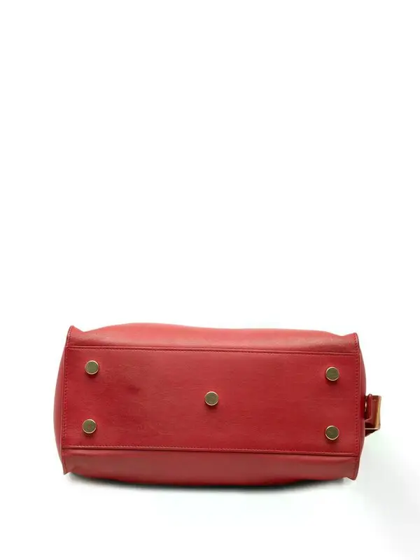 Saint Laurent 2016 Baby Leather Monogram Downtown Cabas Satchel - Red