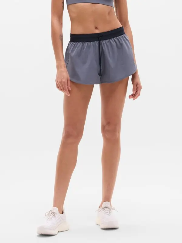 Athleta Speedwork Mid Rise Elastic Waistband Short - Slate/eclipse
