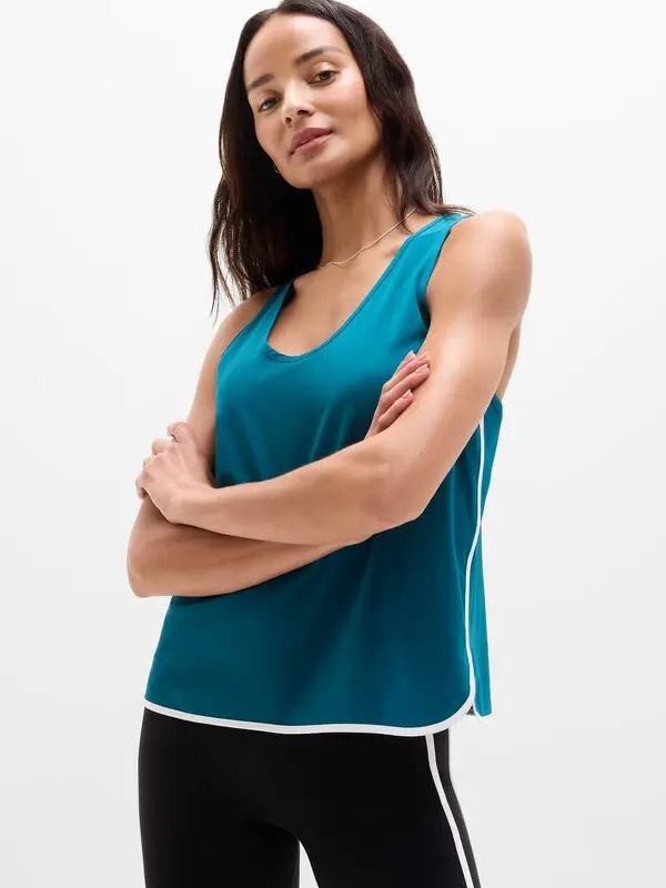 Athleta Journey Tank - Coastal Teal/white
