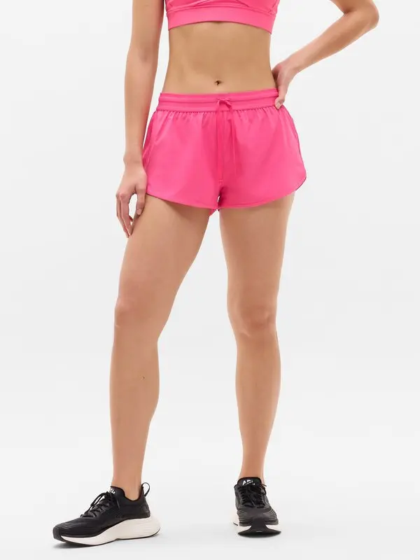 Athleta Speedwork Mid Rise Elastic Waistband Short - Cerise