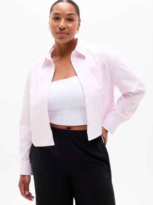 Athleta Midday Cropped Poplin Shirt - Ballet