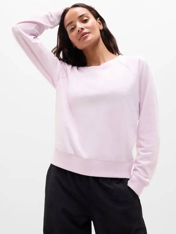 Athleta Airy Cotton Terry Crew Sweatshirt - Ballet