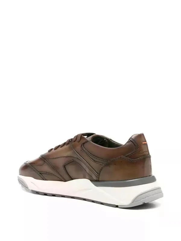 Santoni Panelled Leather Sneakers - Brown