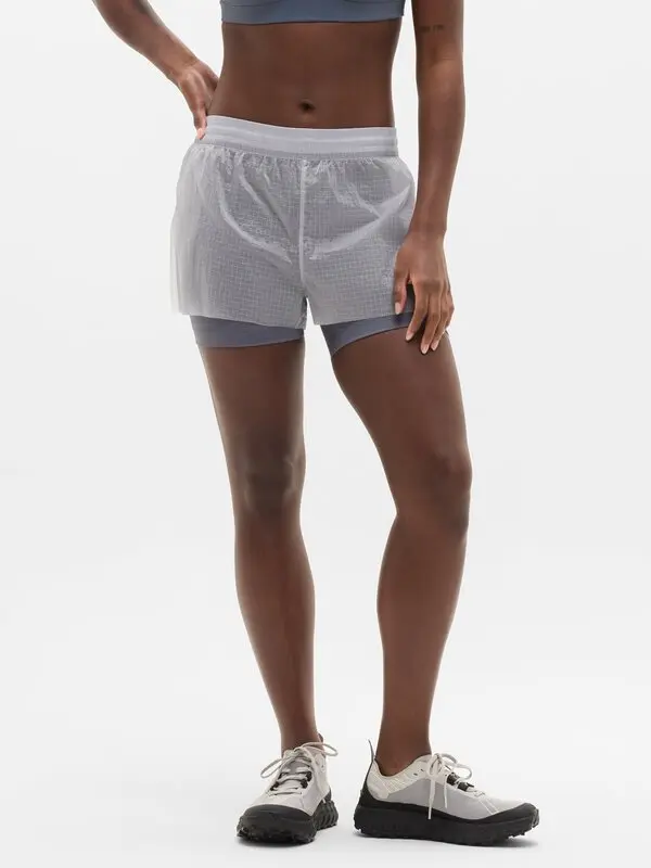 Athleta Fast Route Hybrid Run Short - Slate/dove