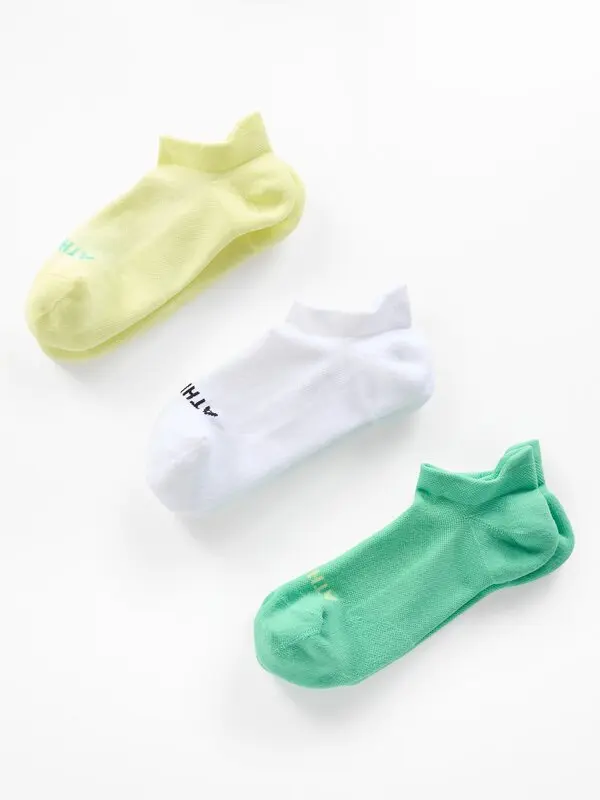 Athleta High Performance Ankle Socks 3-pack - Spark/palmetto/white