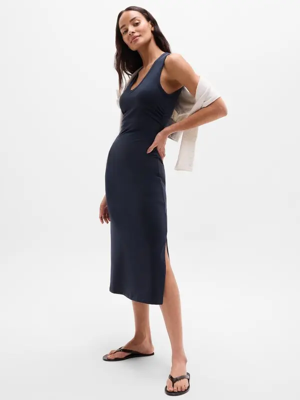 Athleta Essential V-neck Midi Dress - Navy