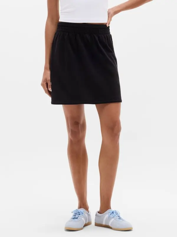 Athleta Airy Cotton Terry Mini Skirt - Black