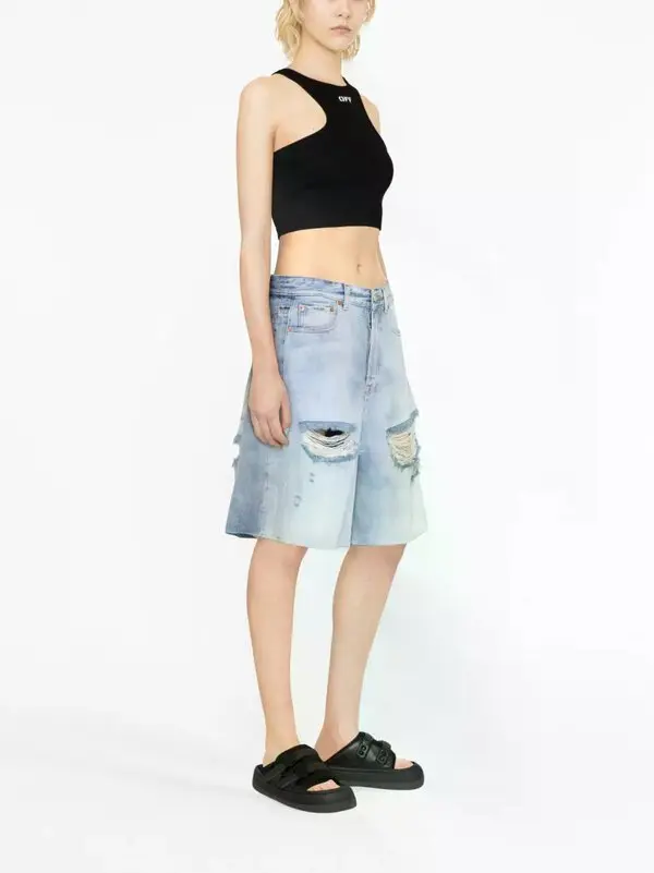 Off-White Logo Ribbed-knit Racerback Top - Black