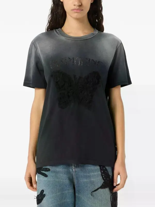 Blumarine Butterfly-print T-shirt - Grey