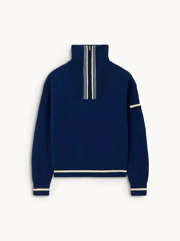Guest In Residence Cotton-cashmere Half-zip Pullover - Navy