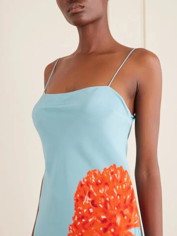 SIR. Amelie Floral-print Silk-crepe Maxi Dress - Blue