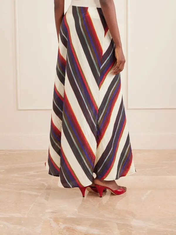 Christopher John Rogers Morris Striped Crinkle-satin Maxi Skirt