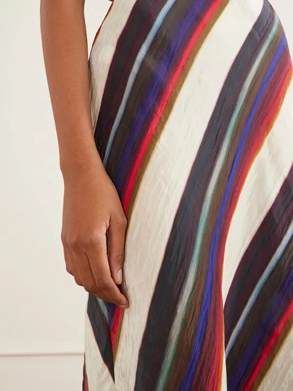 Christopher John Rogers Morris Striped Crinkle-satin Maxi Skirt