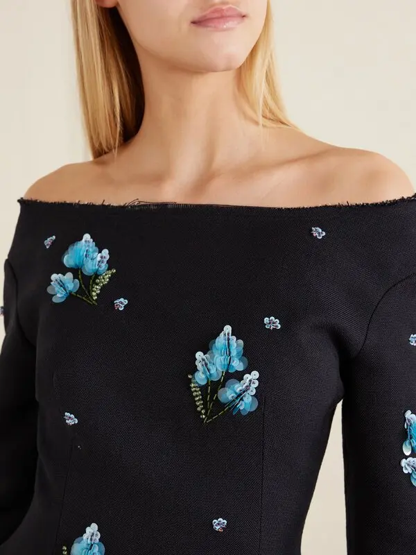 shushu tong off shoulder dress Shushu/Tong Khaki Bow Off-Shoulder Midi Dress