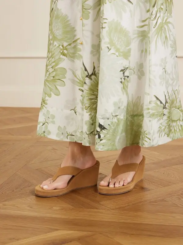 ANCIENT GREEK SANDALS Charys Suede Wedge Sandals - Brown