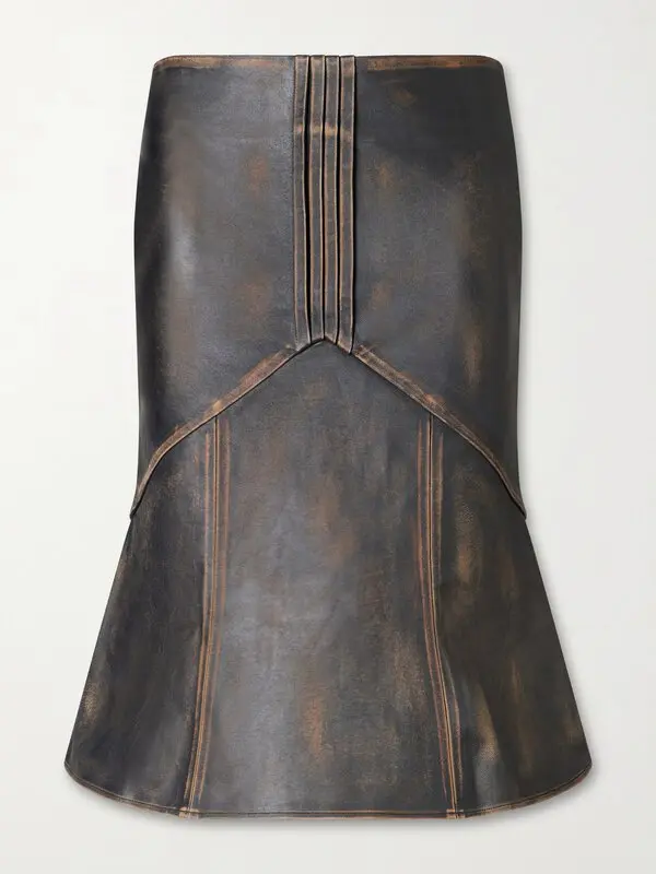 SHUSHU/TONG Leather Midi Skirt